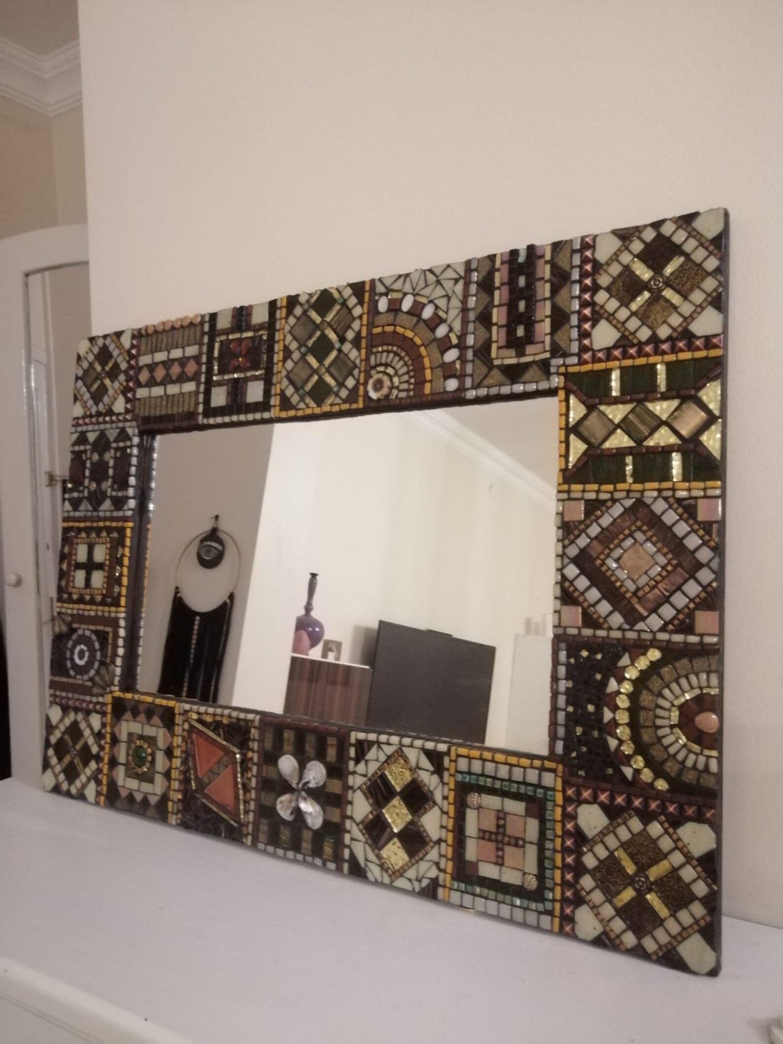 Mosaic Stone Tile Mirror, Handmade Wall Decor - Etsy