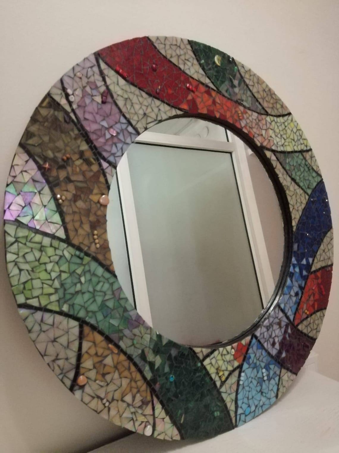 Round Mosaic Mirror Colorful Mosaic Mirror Rainbow Mosaic - Etsy