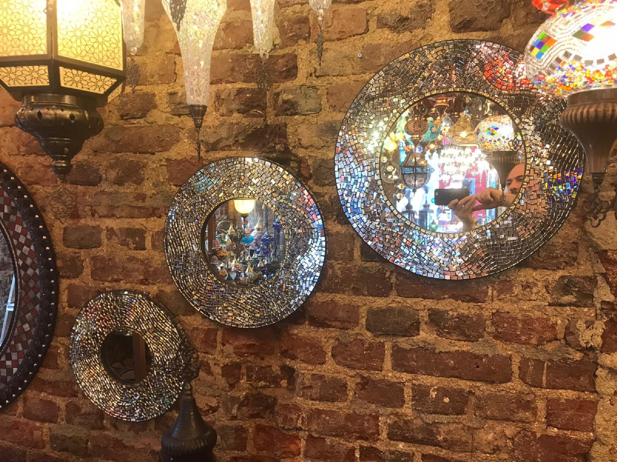 Triple Round Mosaic Mirror Set, Handmade Wall Decor - Etsy