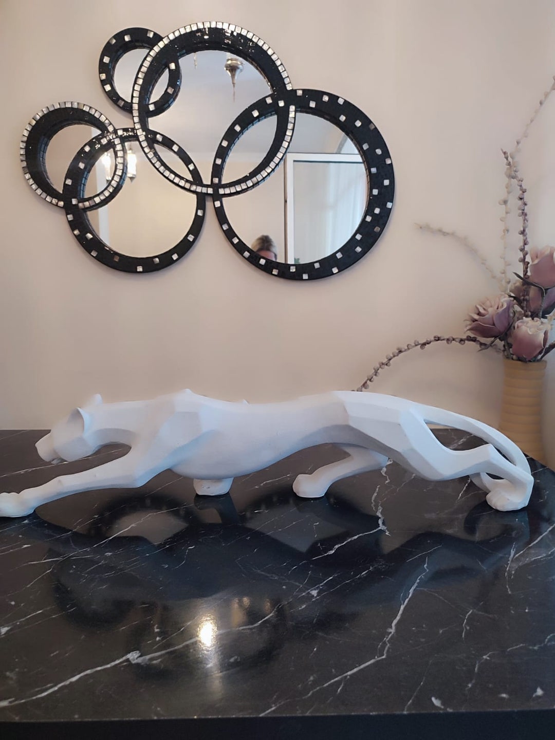 Panther Sculpture,statue,panther,stone Powder Panther Sculpture - Etsy