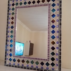 Rectangular Mosaic Mirror, Pink Mosaic Mirror, Purple Mosaic Mirror - Etsy