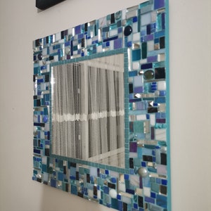 Blue Mosaic Mirror, Small Mosaic Mirror, Wall Art, Christmas - Etsy