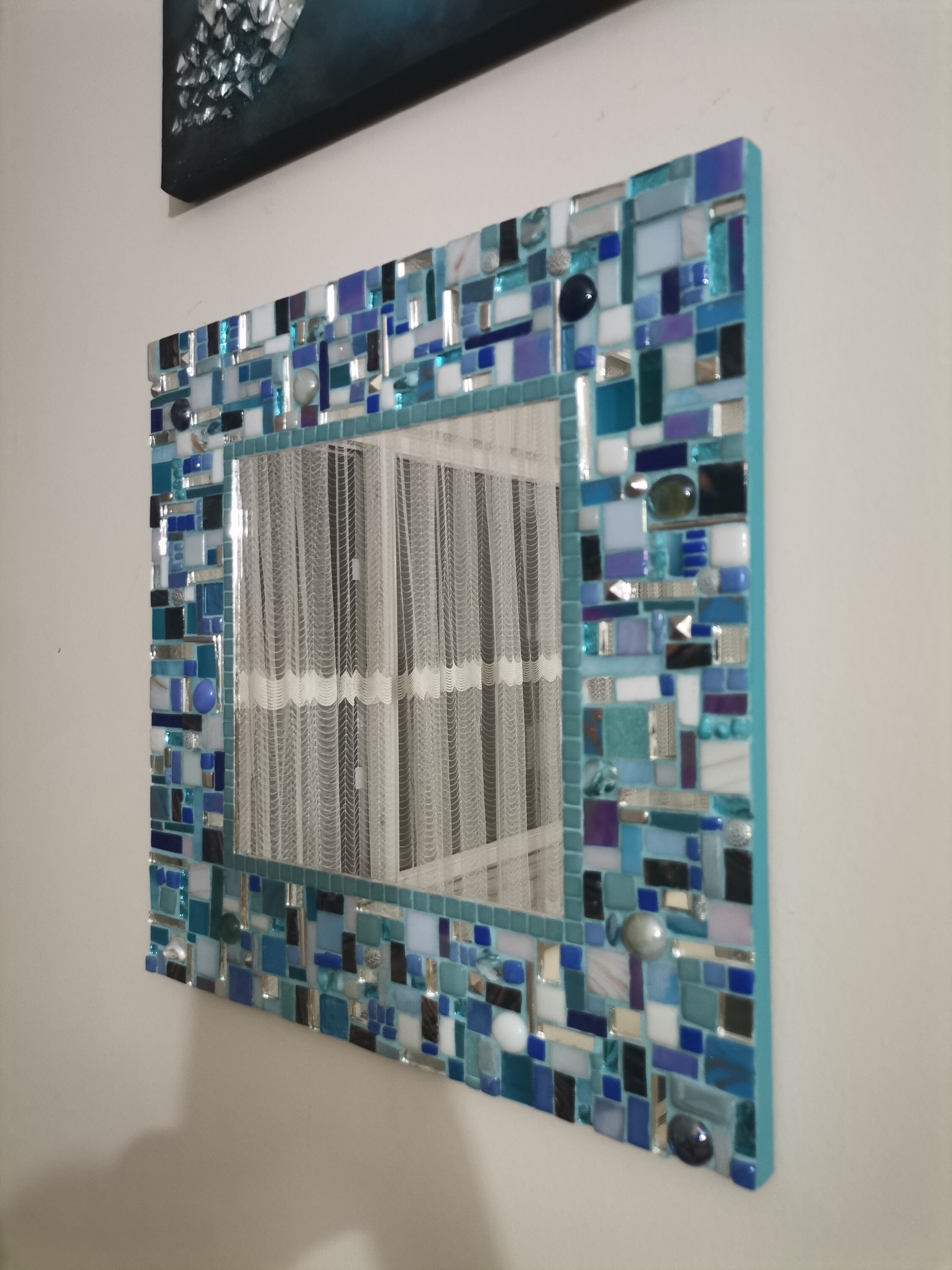 Blue Mosaic Mirror Small Mosaic Mirror Wall Art Christmas - Etsy