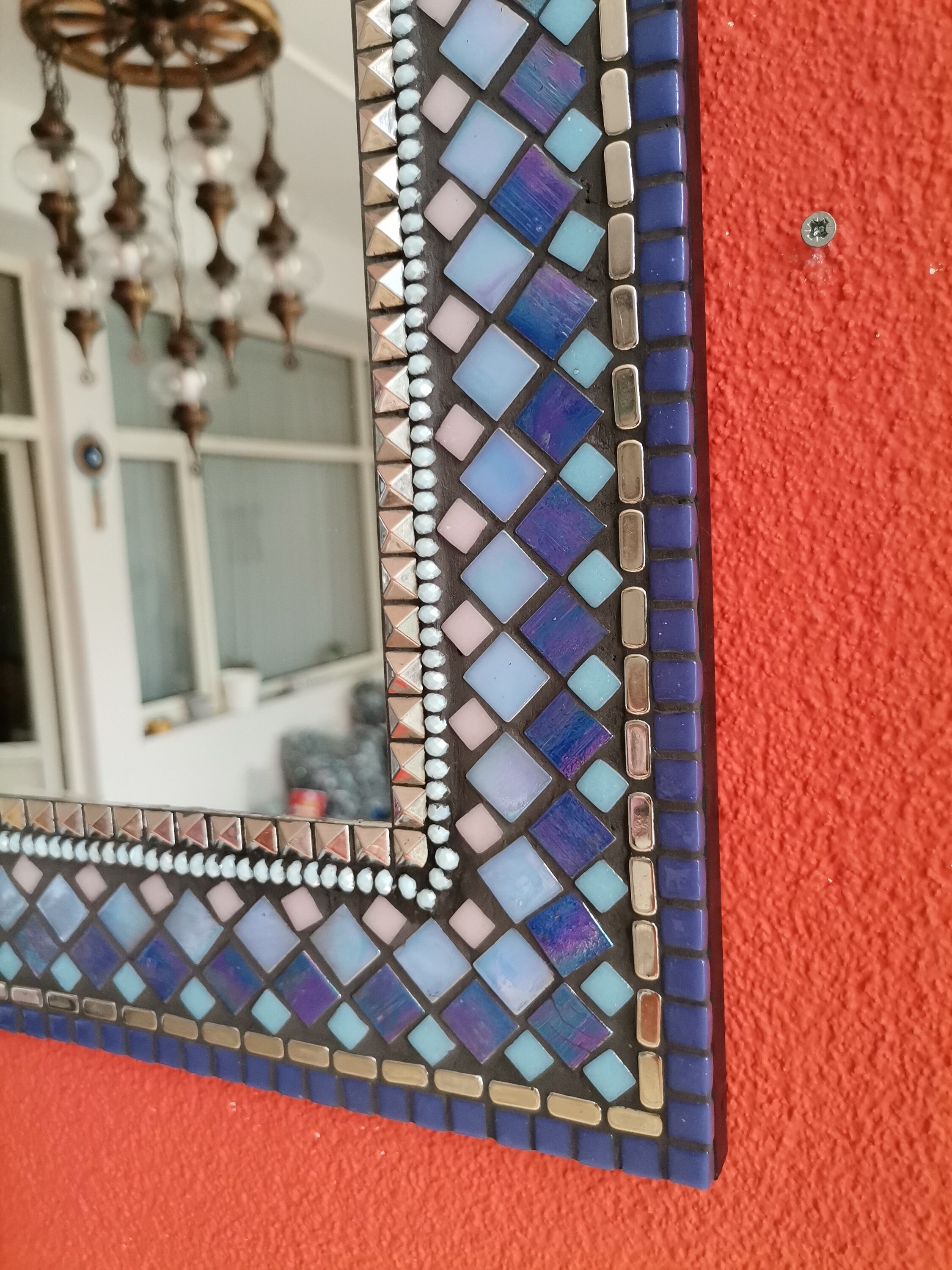 Rectangular Mosaic Mirror Small Mosaic Mirror Blue Mosaic - Etsy