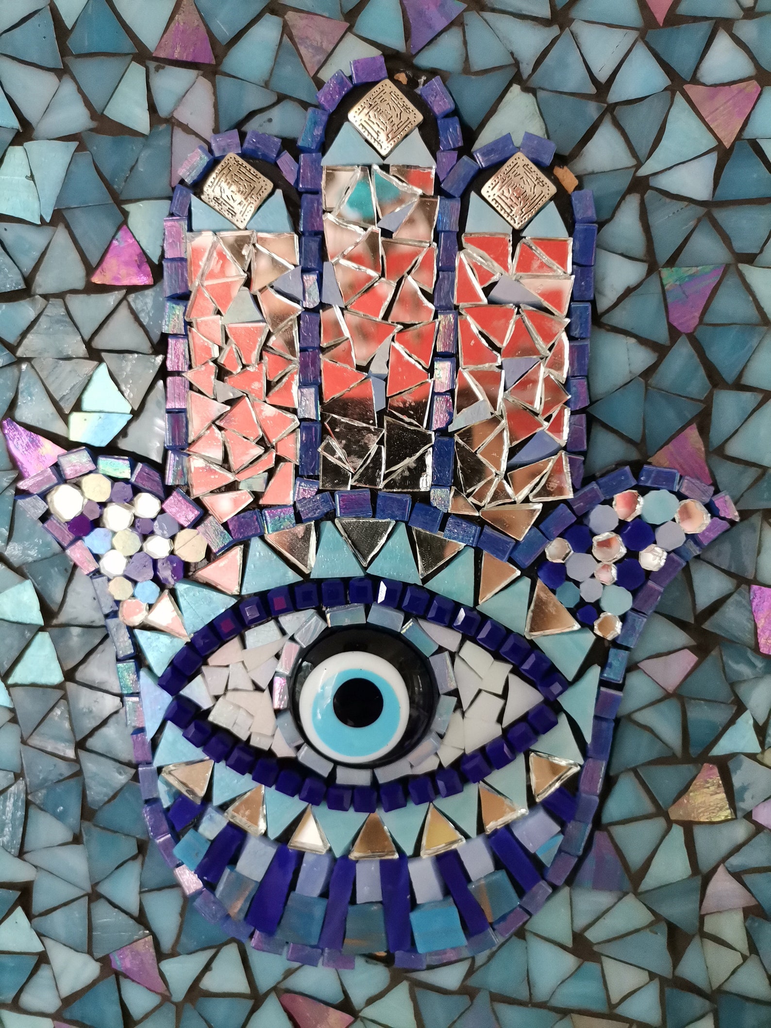 Mosaic Mirror Hamsa Mosaic Mirror Evil Eye Mosaic Mirror - Etsy