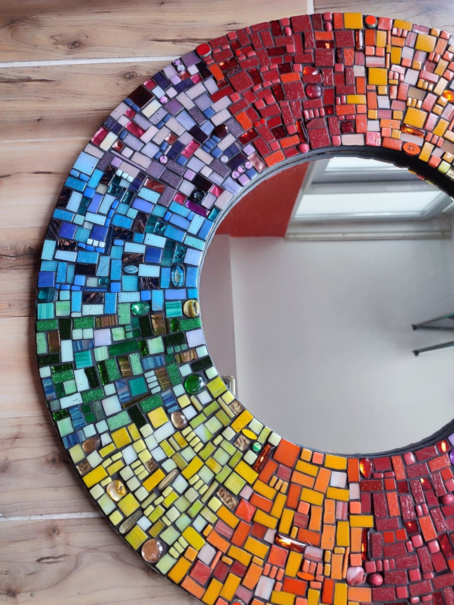 Mosaic Mirror,round Mirror, Rainbow Mosaic Mirror - Etsy