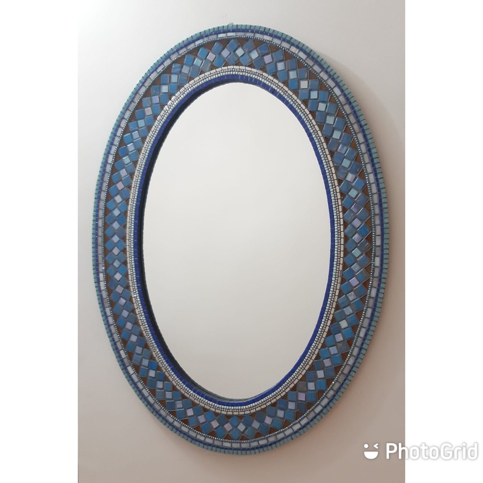 Oval Handmade Mirror ,ellipse Blue Mosaic Mirror,large Wall Miror - Etsy