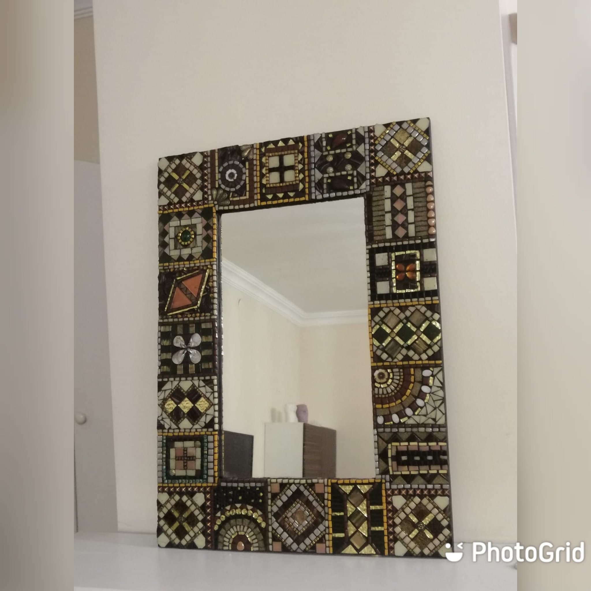 Mosaic Stone Tile Mirror, Handmade Wall Decor - Etsy