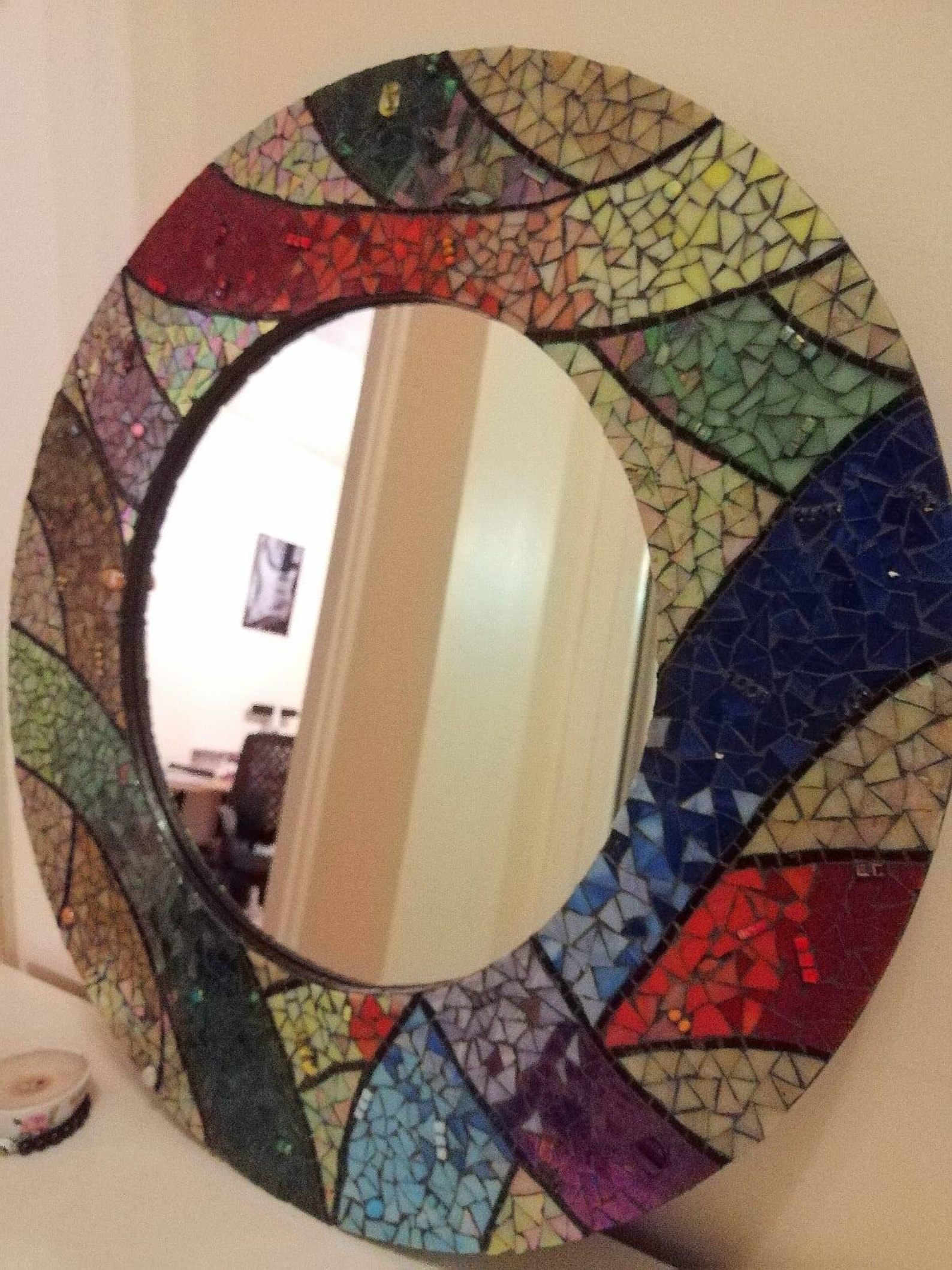 Round Mosaic Mirror Colorful Mosaic Mirror Rainbow Mosaic - Etsy