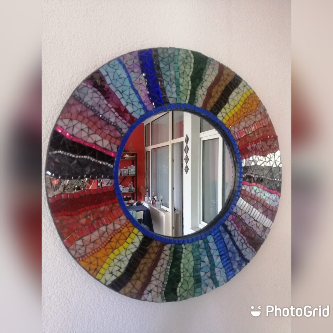 Mosaic Mirror, Round Mosaic Mirror, Handmade Mirror - Etsy