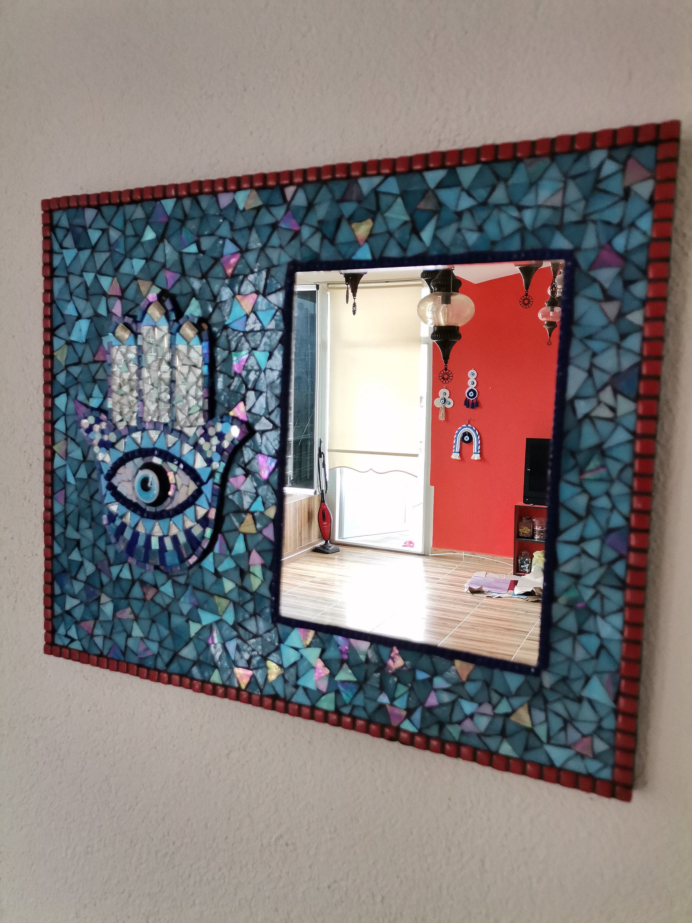 Mosaic Mirror Hamsa Mosaic Mirror Evil Eye Mosaic Mirror - Etsy