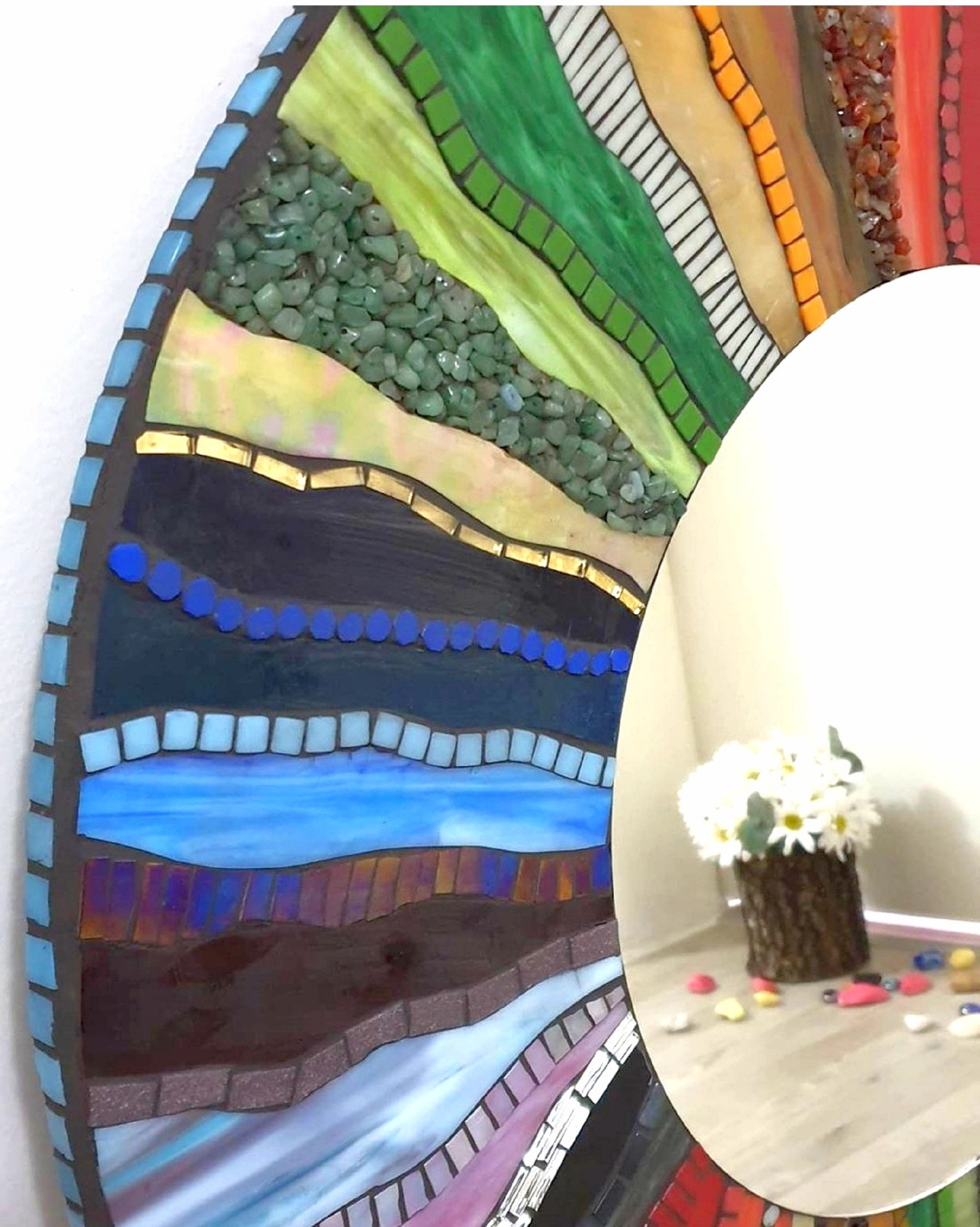 Rainbow Mosaic Mirror – Handmade Round Wall Decor - Etsy