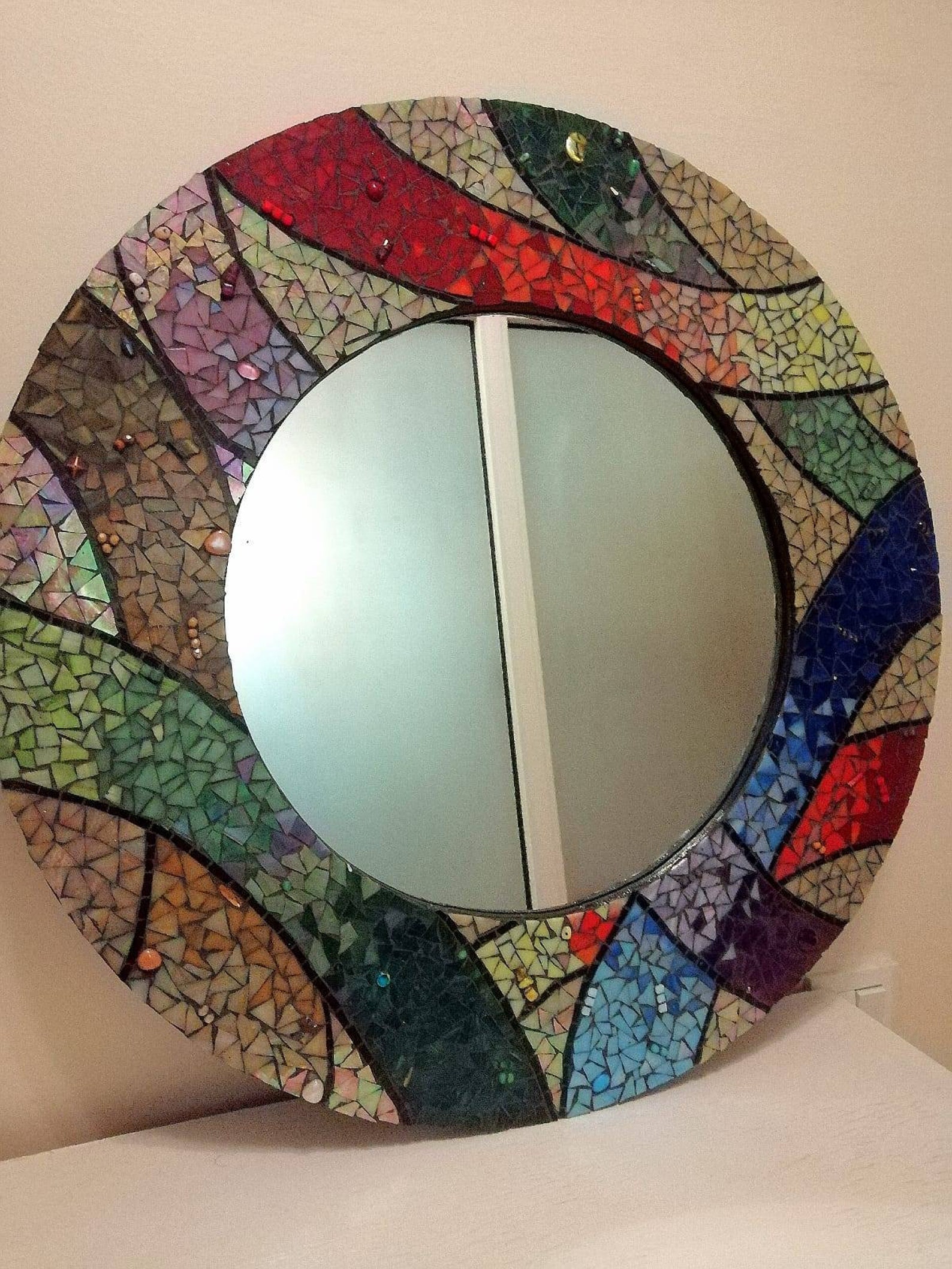 Round Mosaic Mirror Colorful Mosaic Mirror Rainbow Mosaic - Etsy