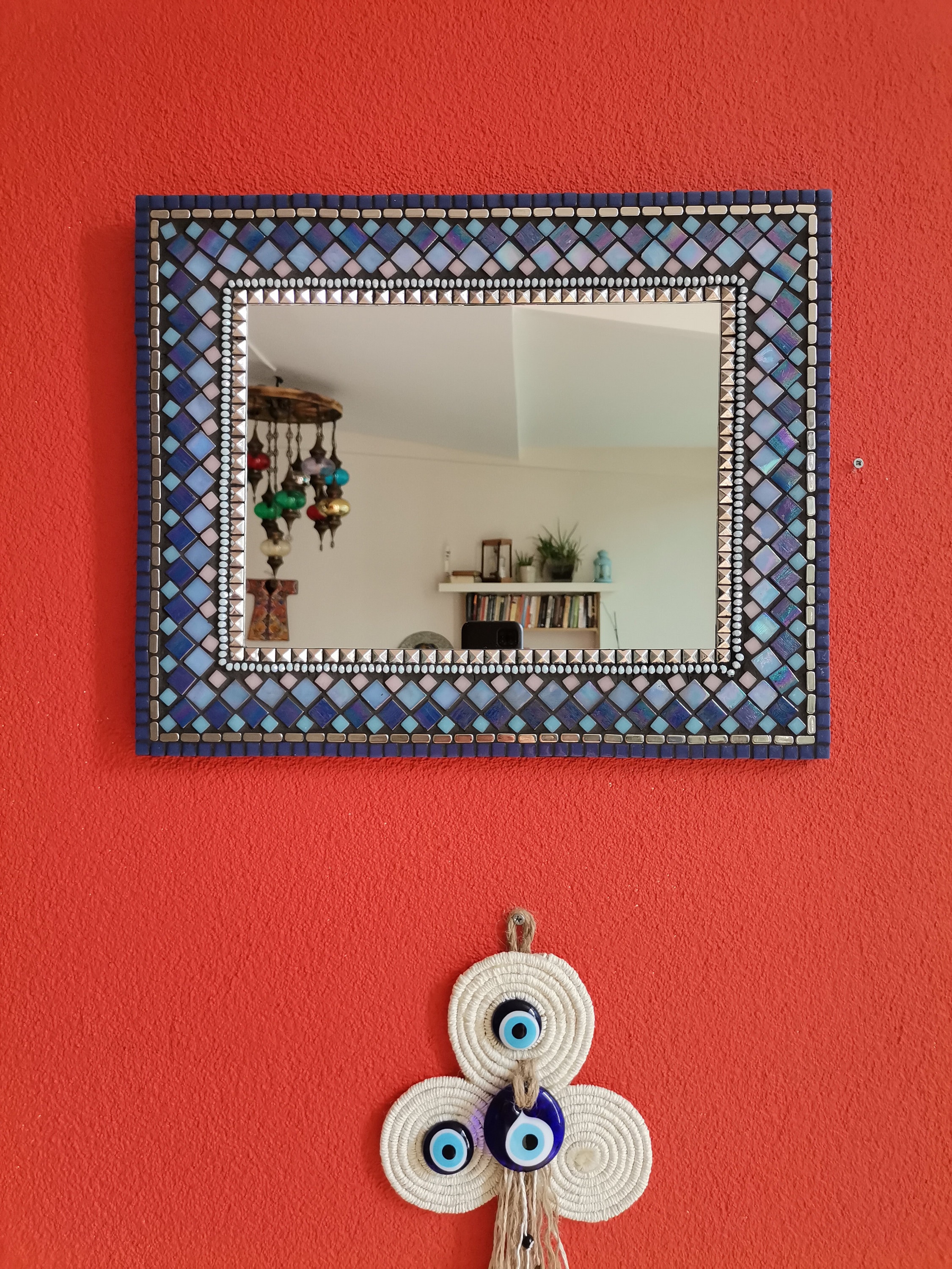 Rectangular Mosaic Mirror Small Mosaic Mirror Blue Mosaic | Etsy