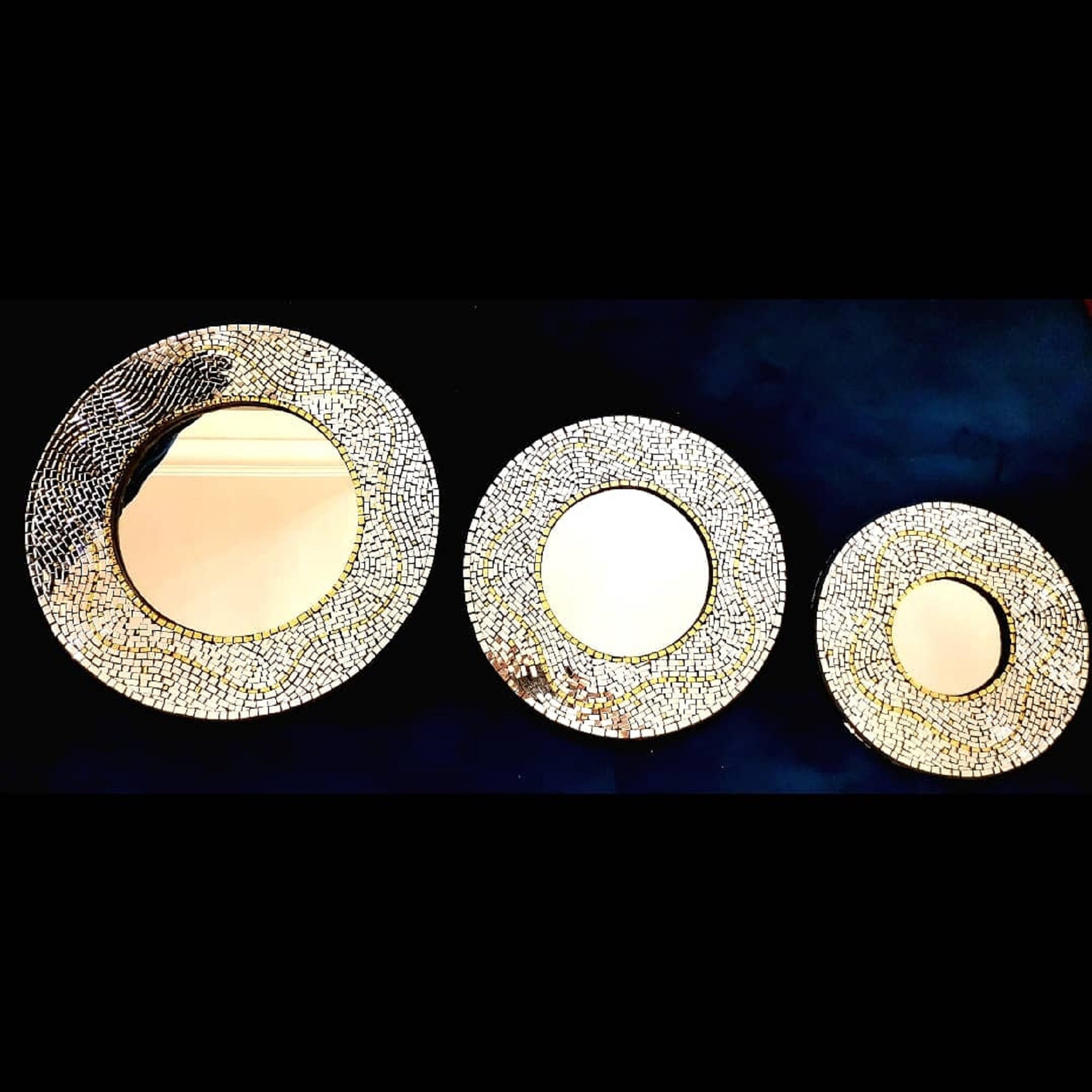 Triple Round Mosaic Mirrormosaic Mirror for Wallmosaic - Etsy