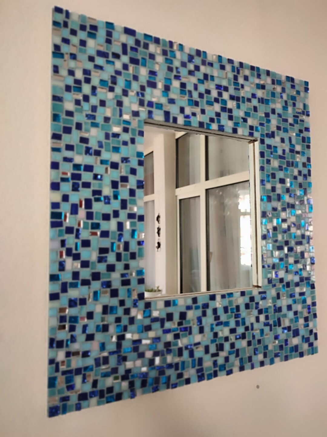 Blue Mosaic Mirror,wall Mirror,mosaic Wall Mirror Decor - Etsy