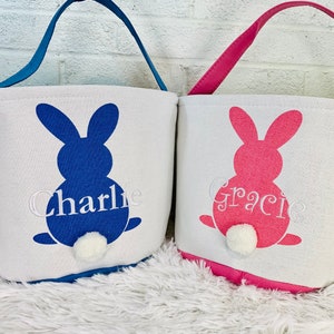 Personalized Easter Bunny Baskets, Monogrammed Easter Basket, Embroidered Easter Bucket, Kids ...
