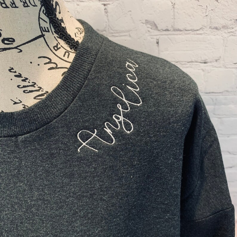 Monogrammed Sweatshirt, Monogram Crew Neck Pullover, Neckline Name ...