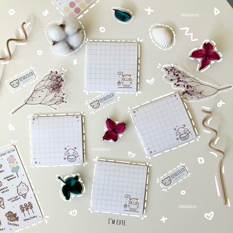 Usagi Flowery Road Sticky Notes // Kawaii, Cute, Post-it, Aesthetic ...