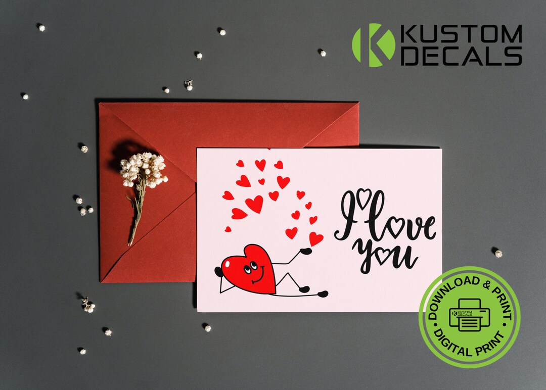 Digital Card Template / Heart Valentine Cards Template - Instant ...