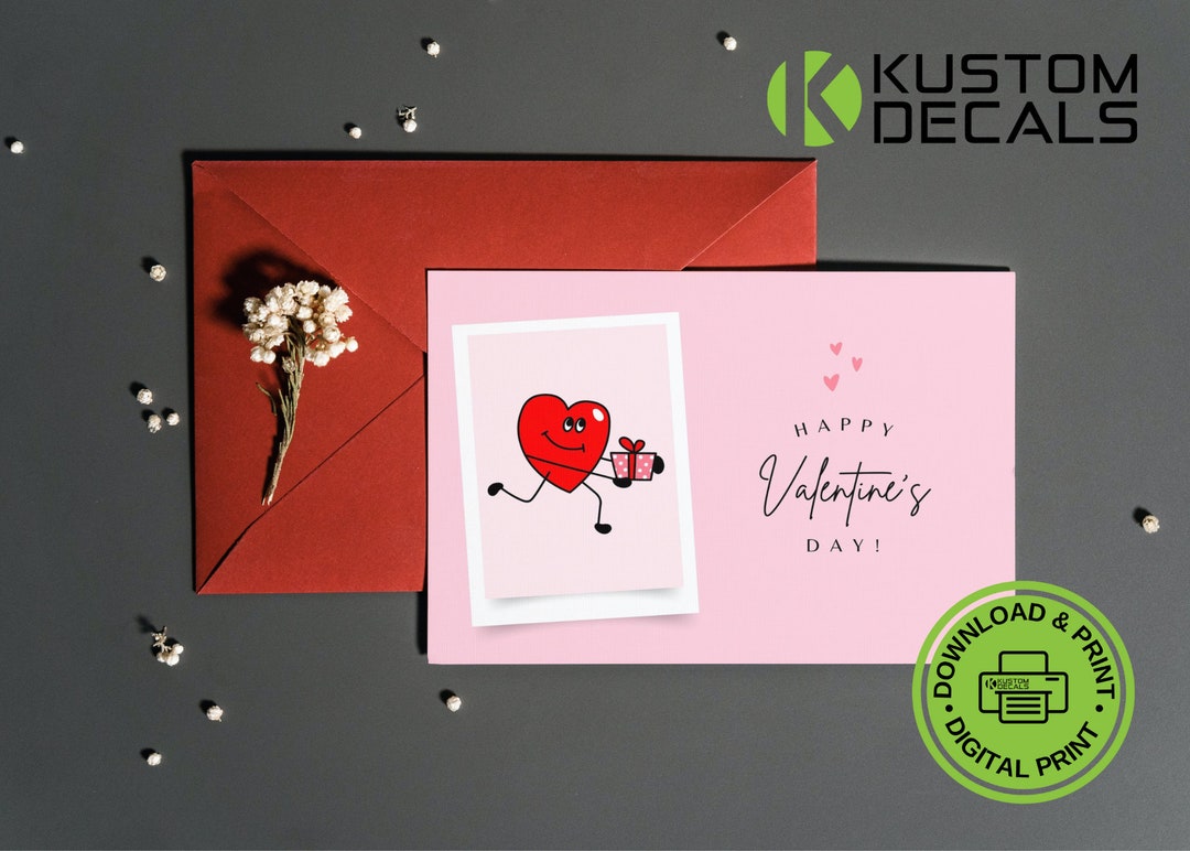 Digital Card Template / Heart Valentine Cards Template - Instant ...