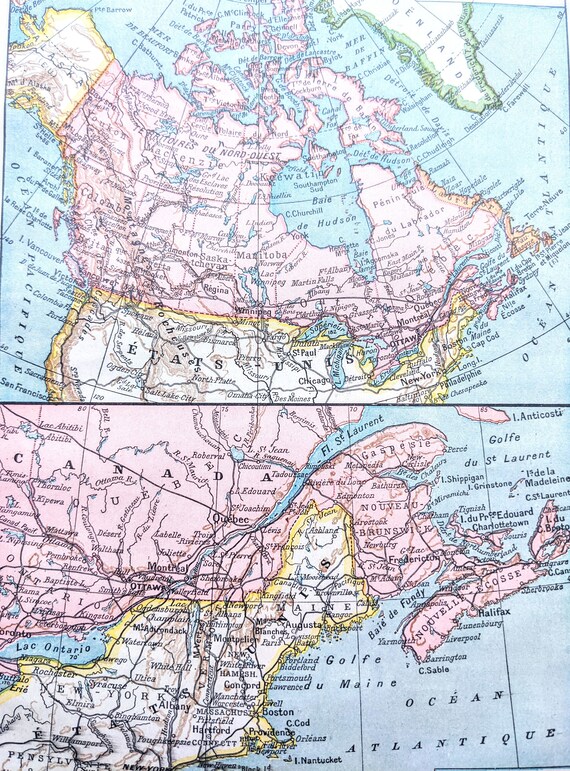 1922 Map of Canada Original Vintage Print Cartography - Etsy