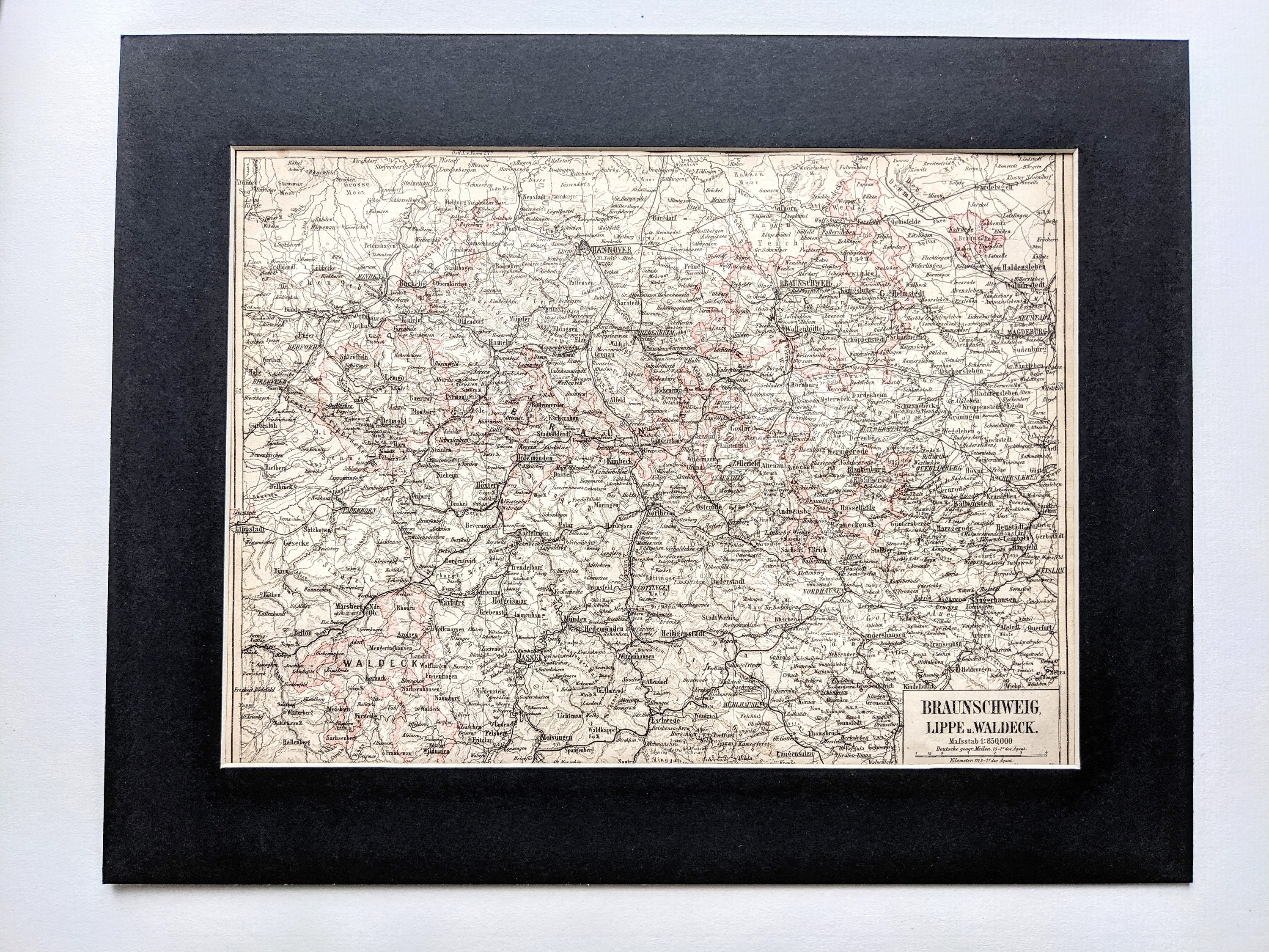 1874 A Map of Brunswick Original Vintage Print - Antique Map - Germany ...