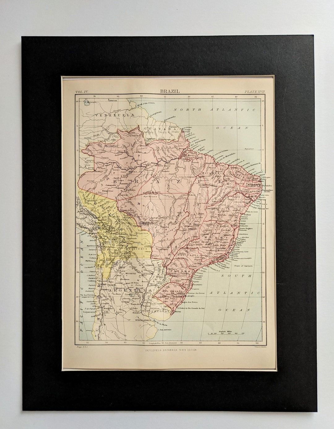 1898 Map of Brazil Original Antique Print - Vintage - Maps - South ...