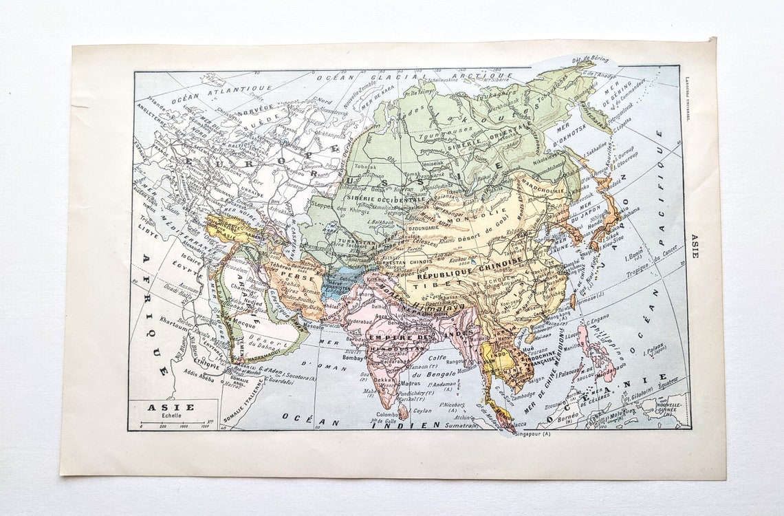 1922 Map of Asia Original Vintage Print - Cartography - China - Russia ...
