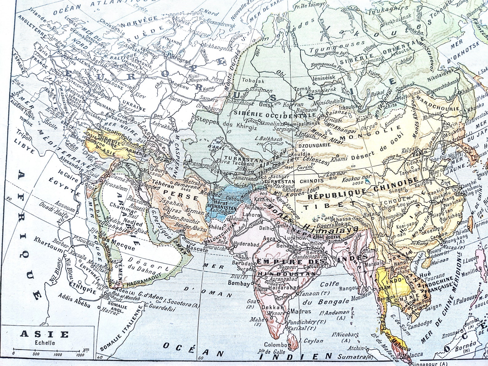 1922 Map of Asia Original Vintage Print - Cartography - China - Russia ...