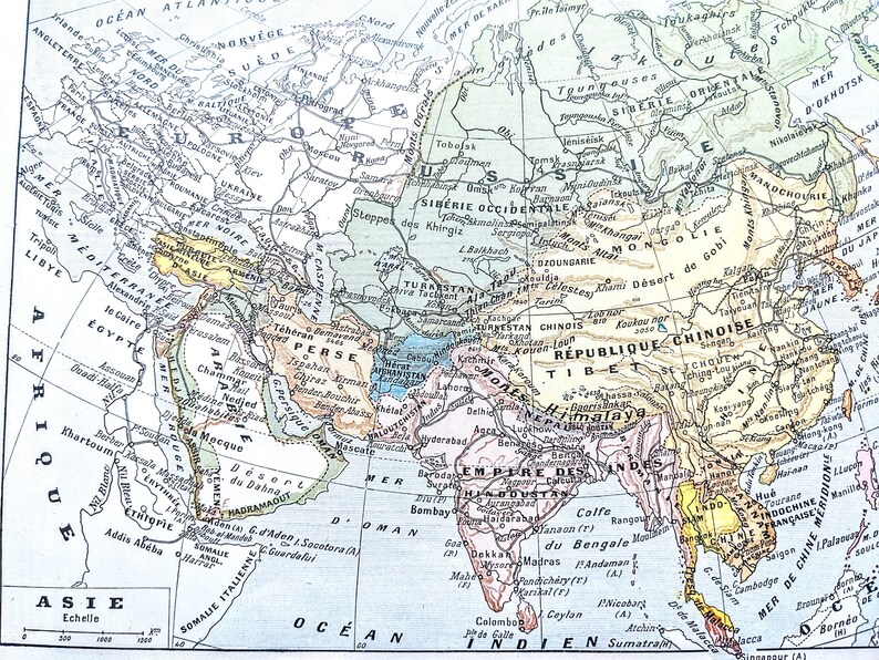 1922 Map of Asia Original Vintage Print - Cartography - China - Russia ...