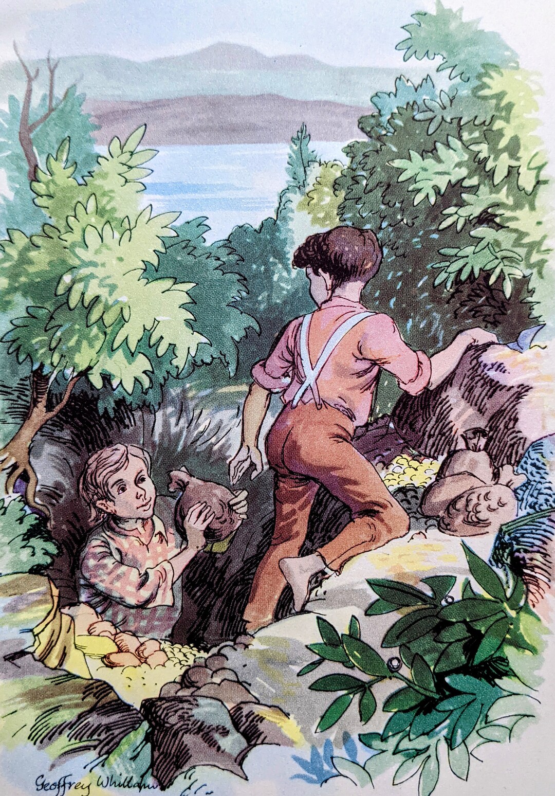1955 Tom Sawyer, Huck and Tom Unearthing Joe's Treasure - Original ...