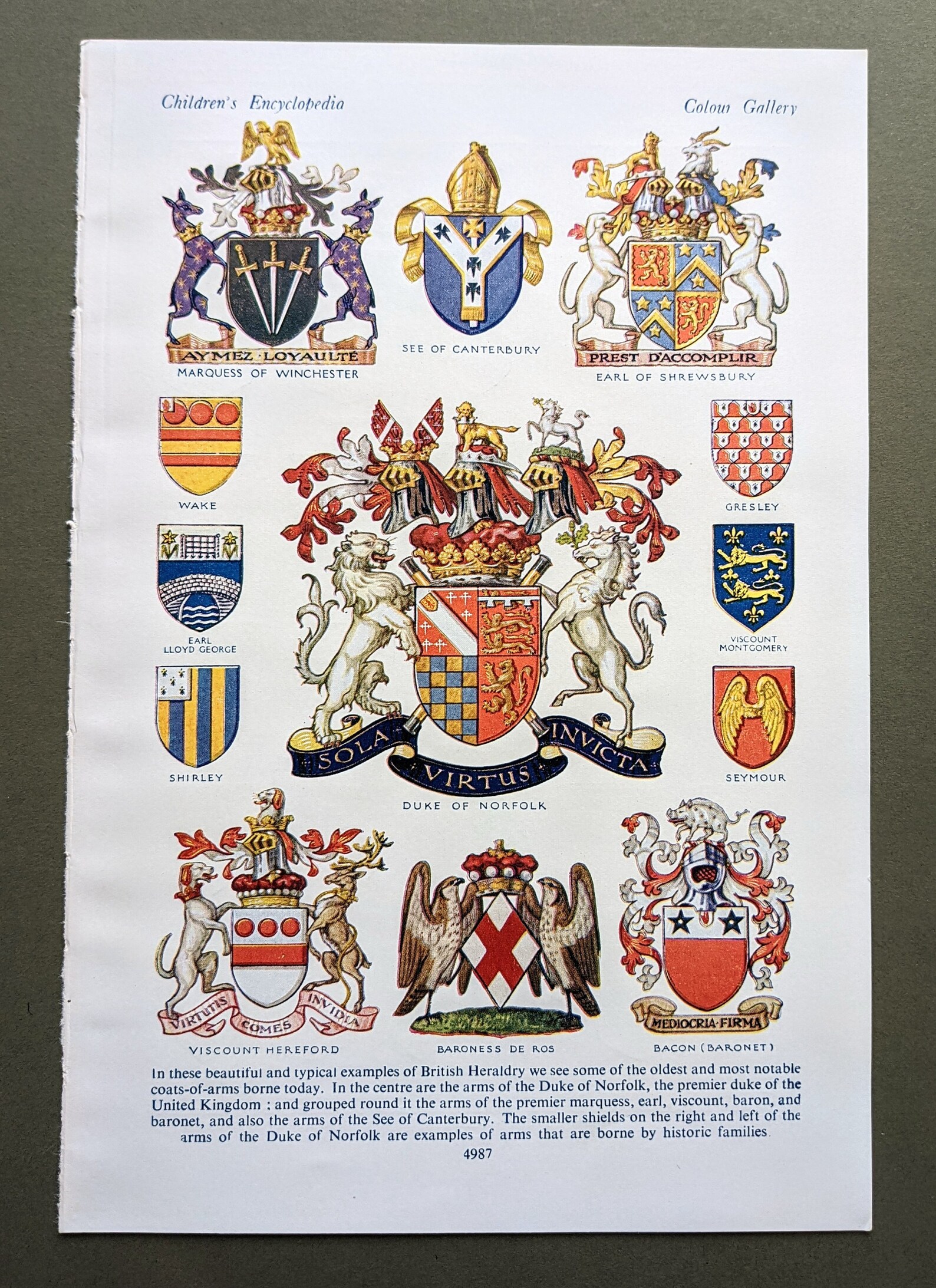 1956 A Pageant of Heraldry II Vintage Print - Coats of Arms - Crests ...