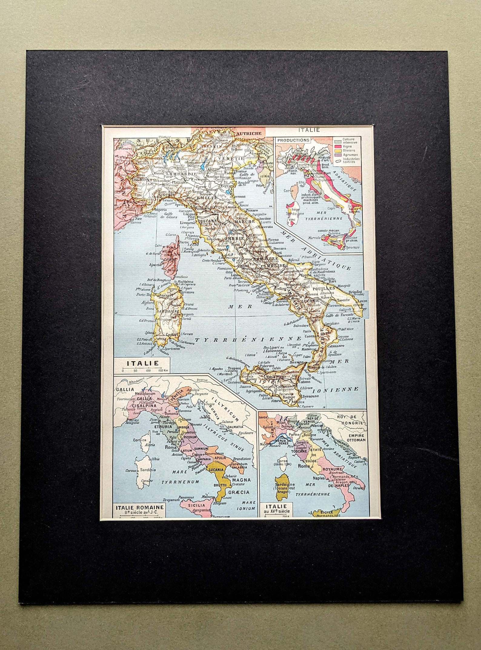 1948 Map of Italy Original Vintage Print - Cartography - Topography ...