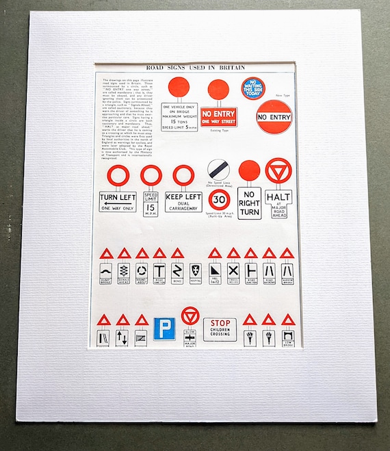 1940 Road Signs Used in Britain Original Vintage Print Royal - Etsy UK