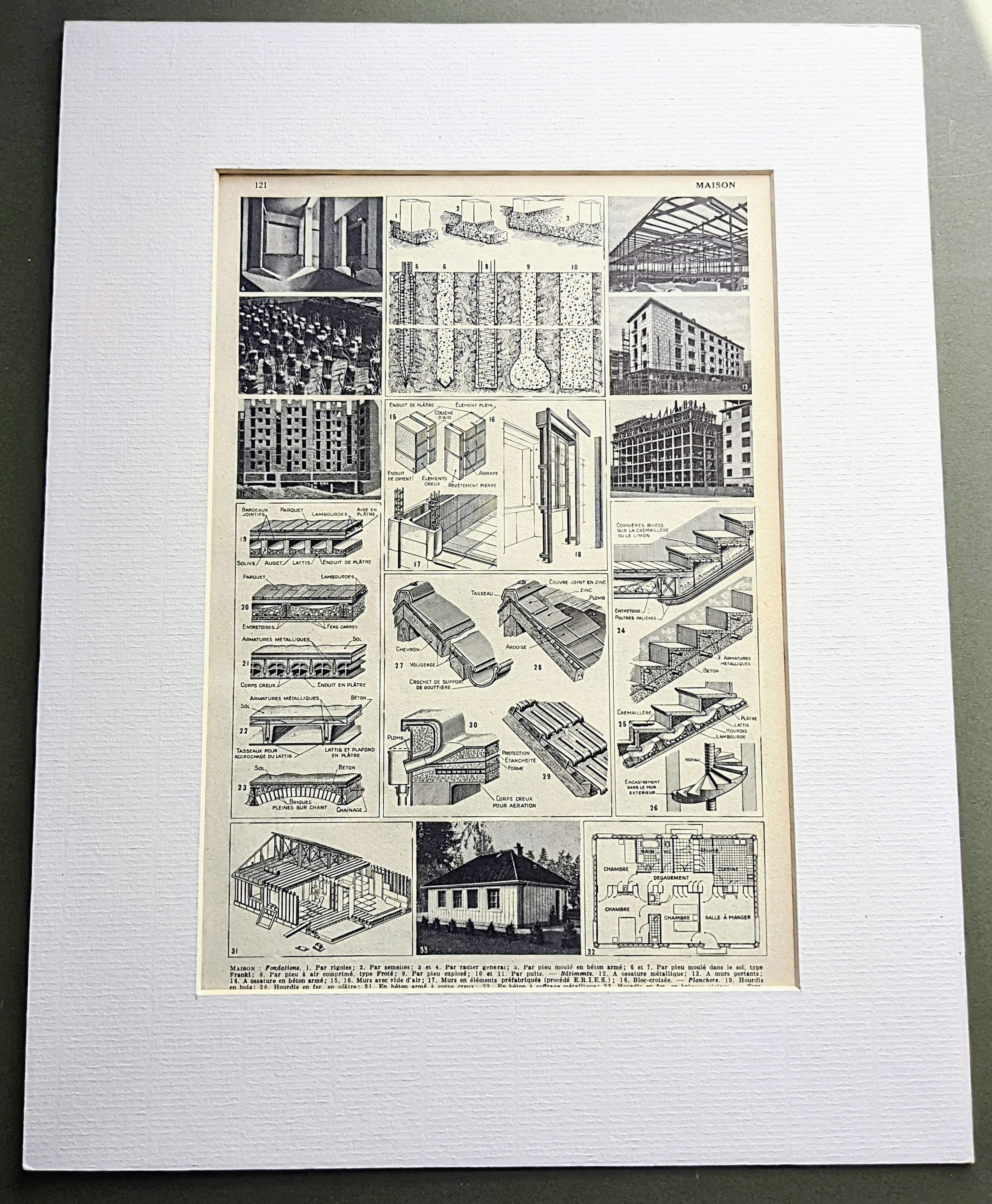 1948 House Plans and Architecture Original French Vintage Print ...