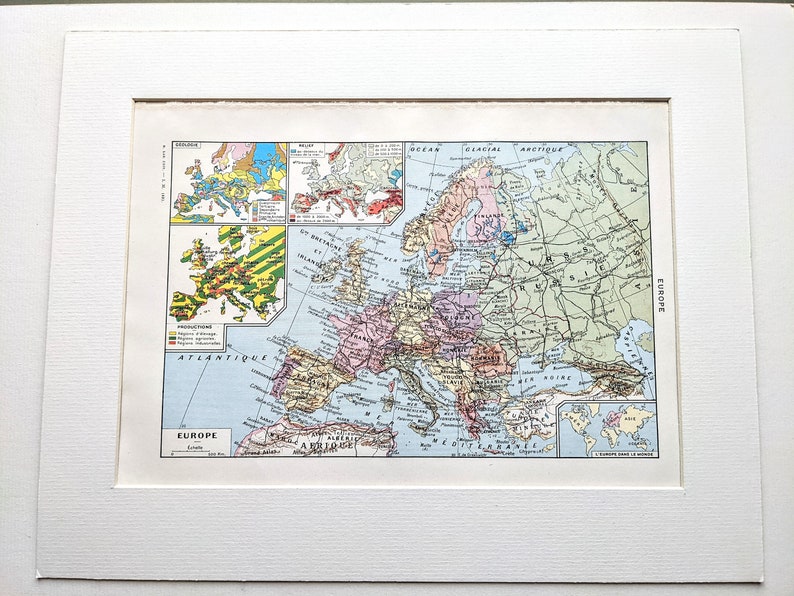 1948 Map of Europe Print – Mounted & Matted Cartography Wall Art - Etsy