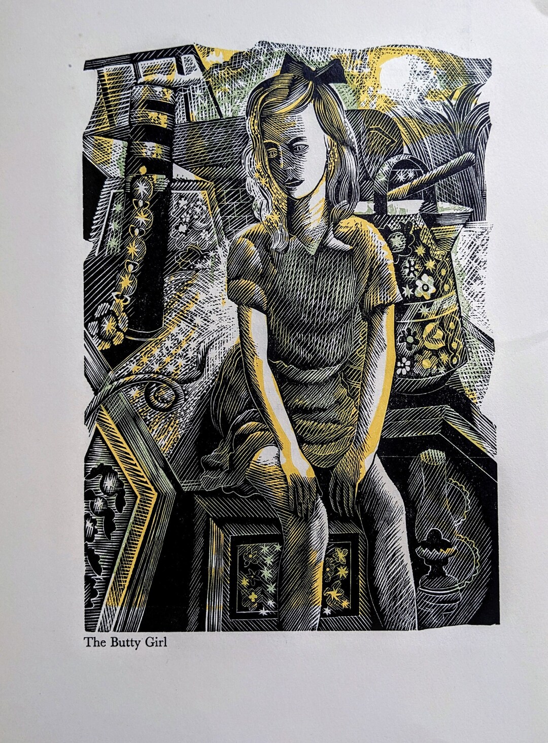 1950 John O' Connor Wood Engraving Linocut Printed From Original Blocks " the Butty Girl " Sheet ...