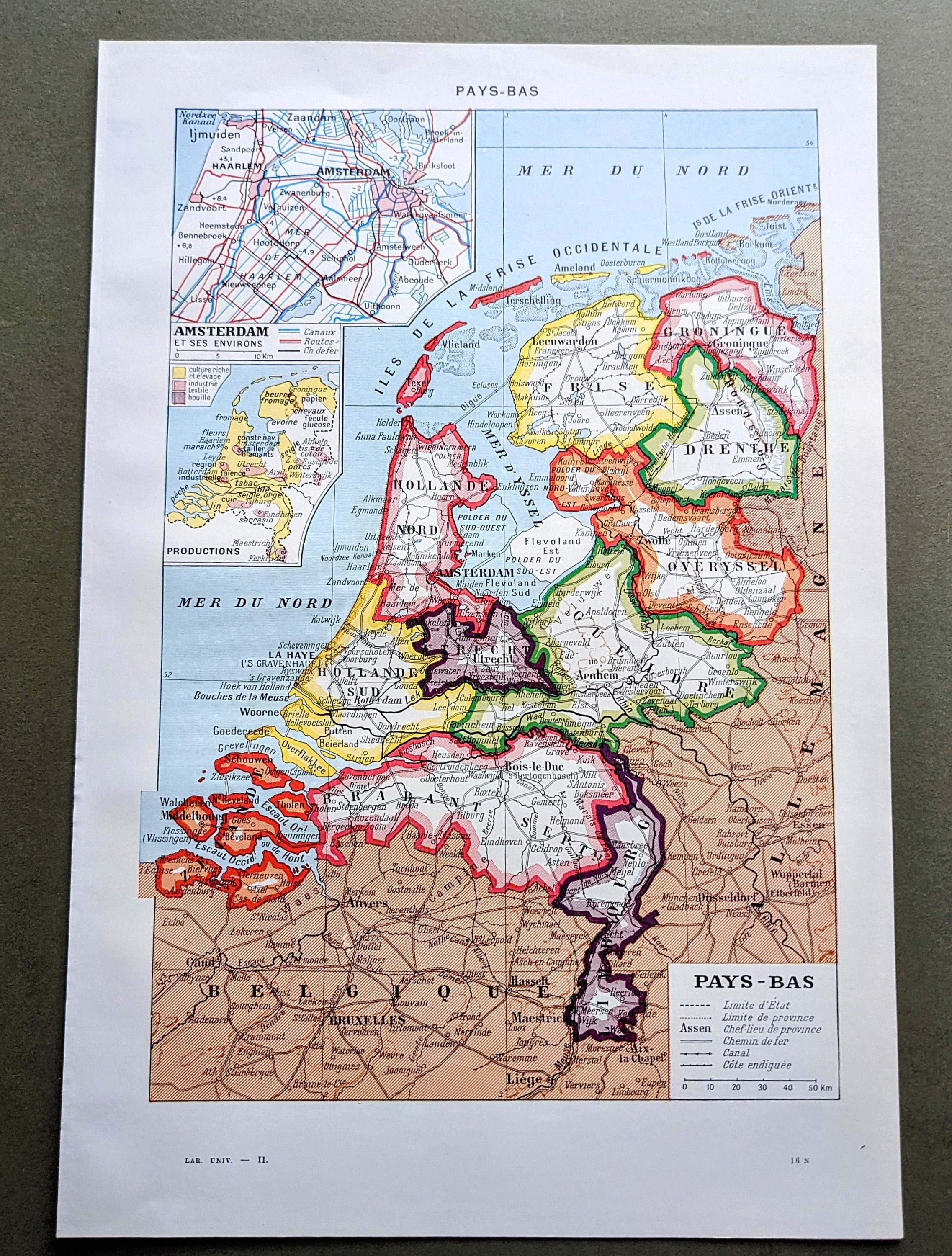 1948 Map of Netherlands Original Vintage Print Holland Belgium ...