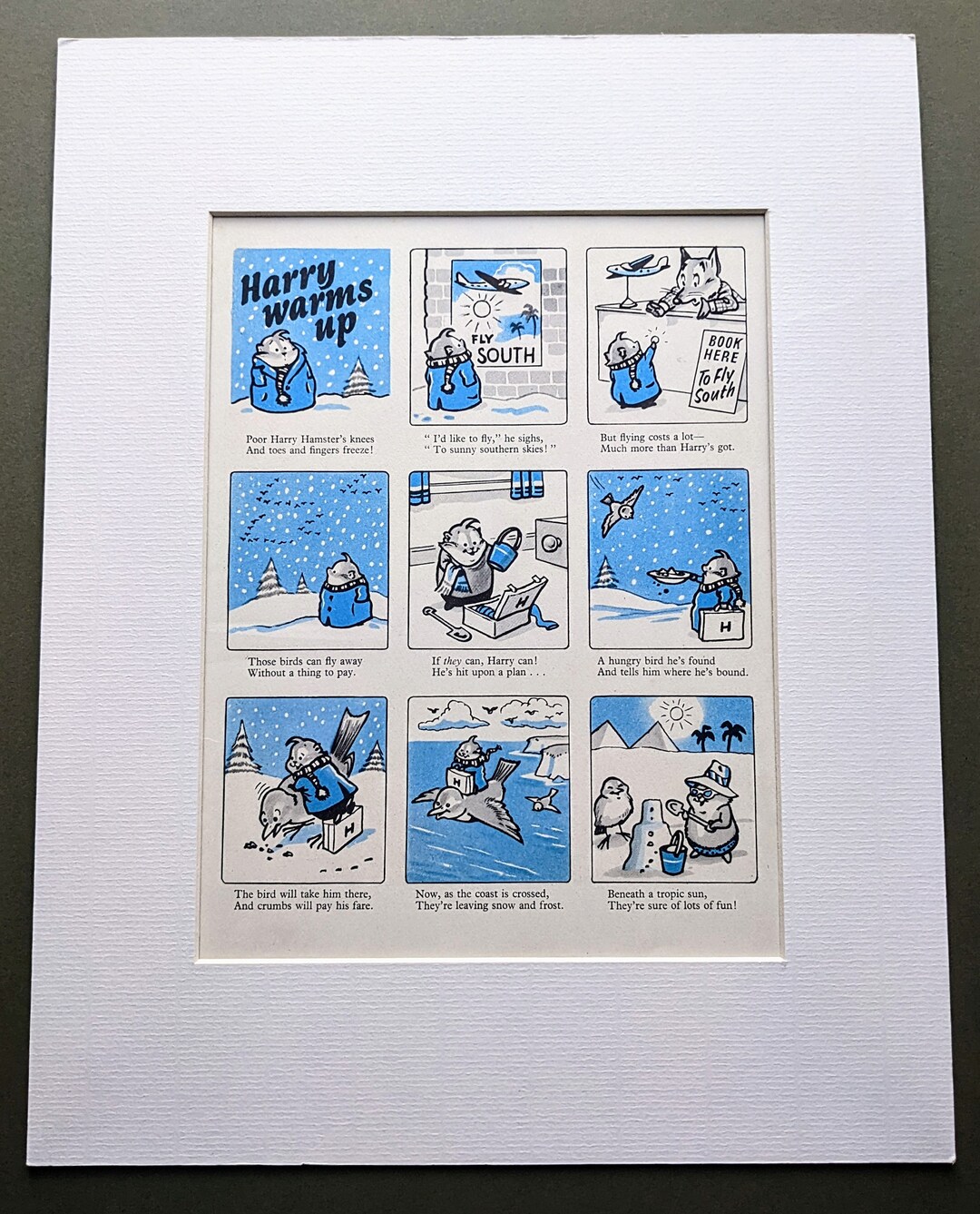 1960 Harry Warms up Vintage Print - Comic Strip - Children's Book ...