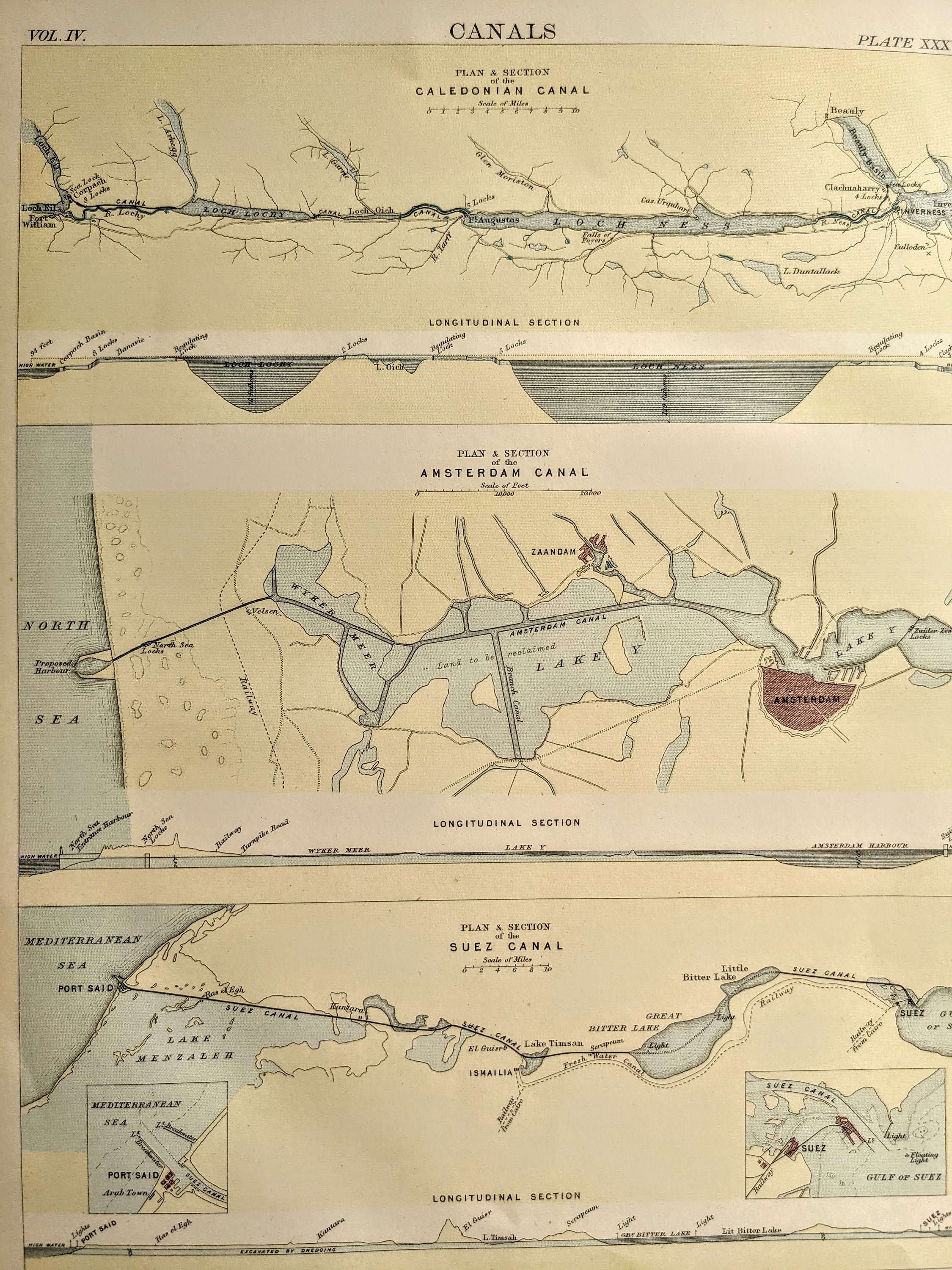 1898 Map of Canals Original Antique Print - Vintage - Maps - Amsterdam ...