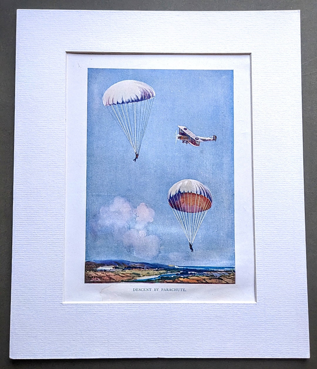1930 Descent by Parachute Original Vintage Print - RAF - Military ...