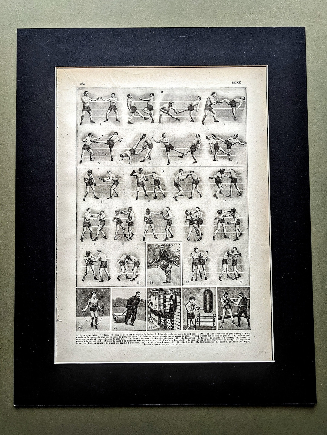 1948 Boxing Original Vintage Print - Pugilism Strategy - Mounted and ...