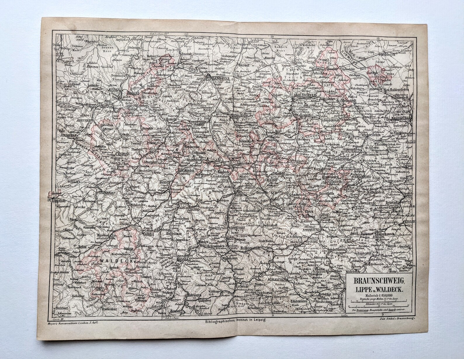 1874 A Map of Brunswick Original Vintage Print - Antique Map - Germany ...