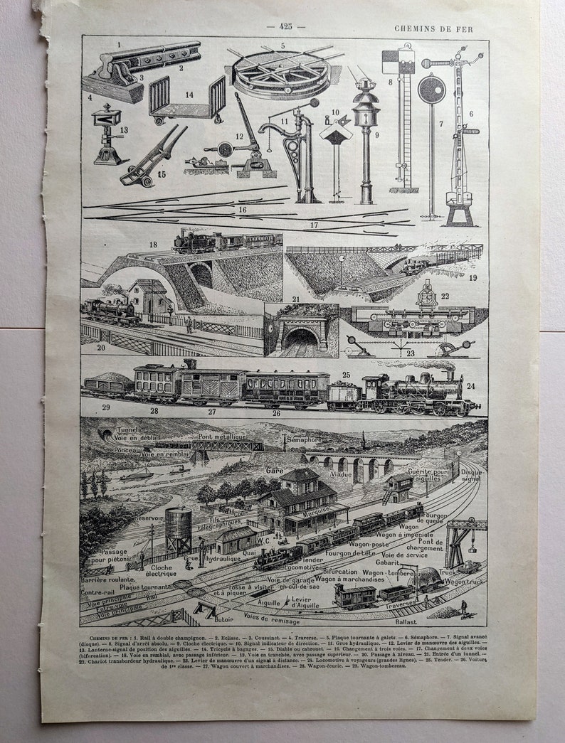 1922 Train Carriages & Railway Lines Original Vintage Print ...