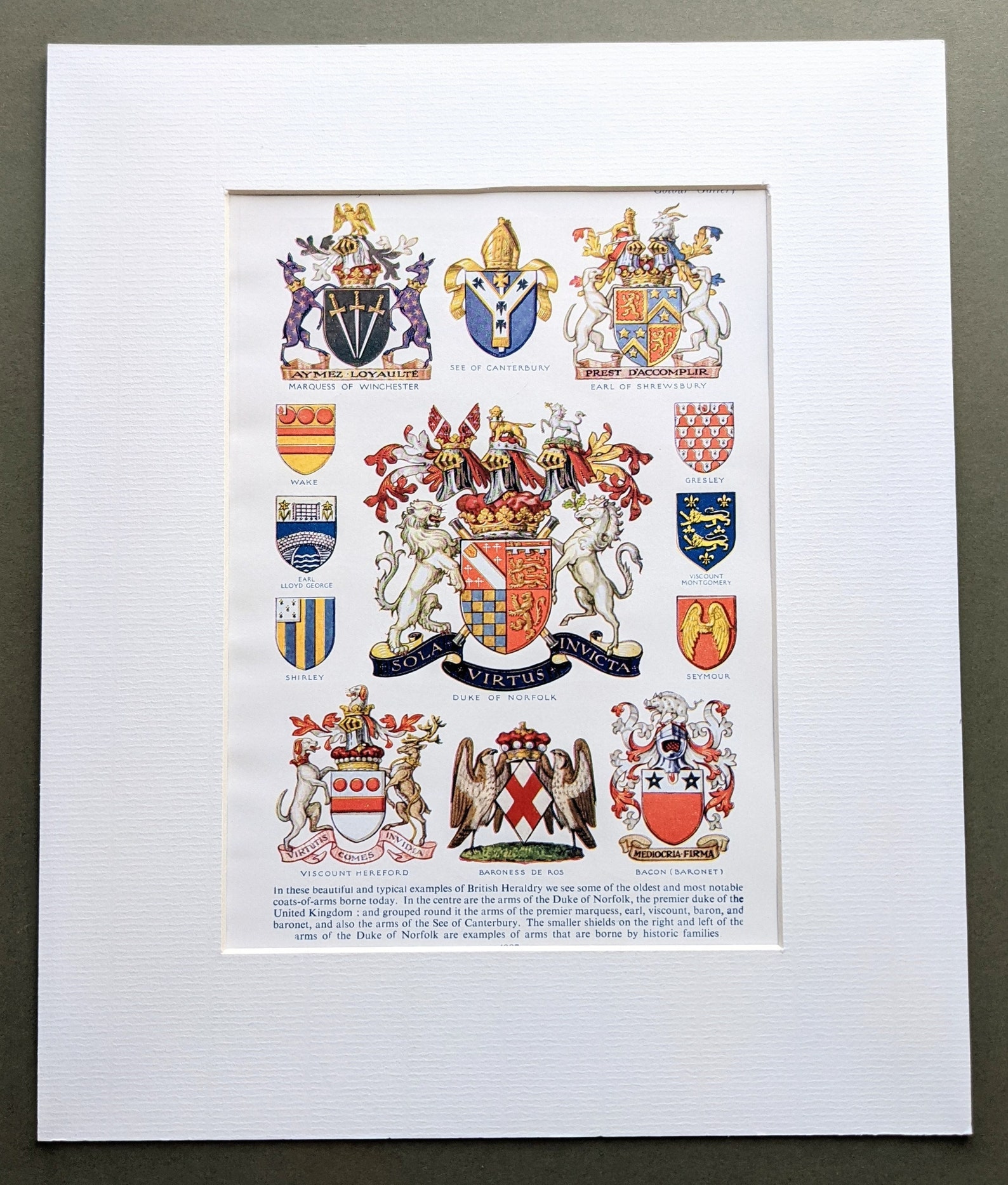 1956 A Pageant of Heraldry II Vintage Print - Coats of Arms - Crests ...