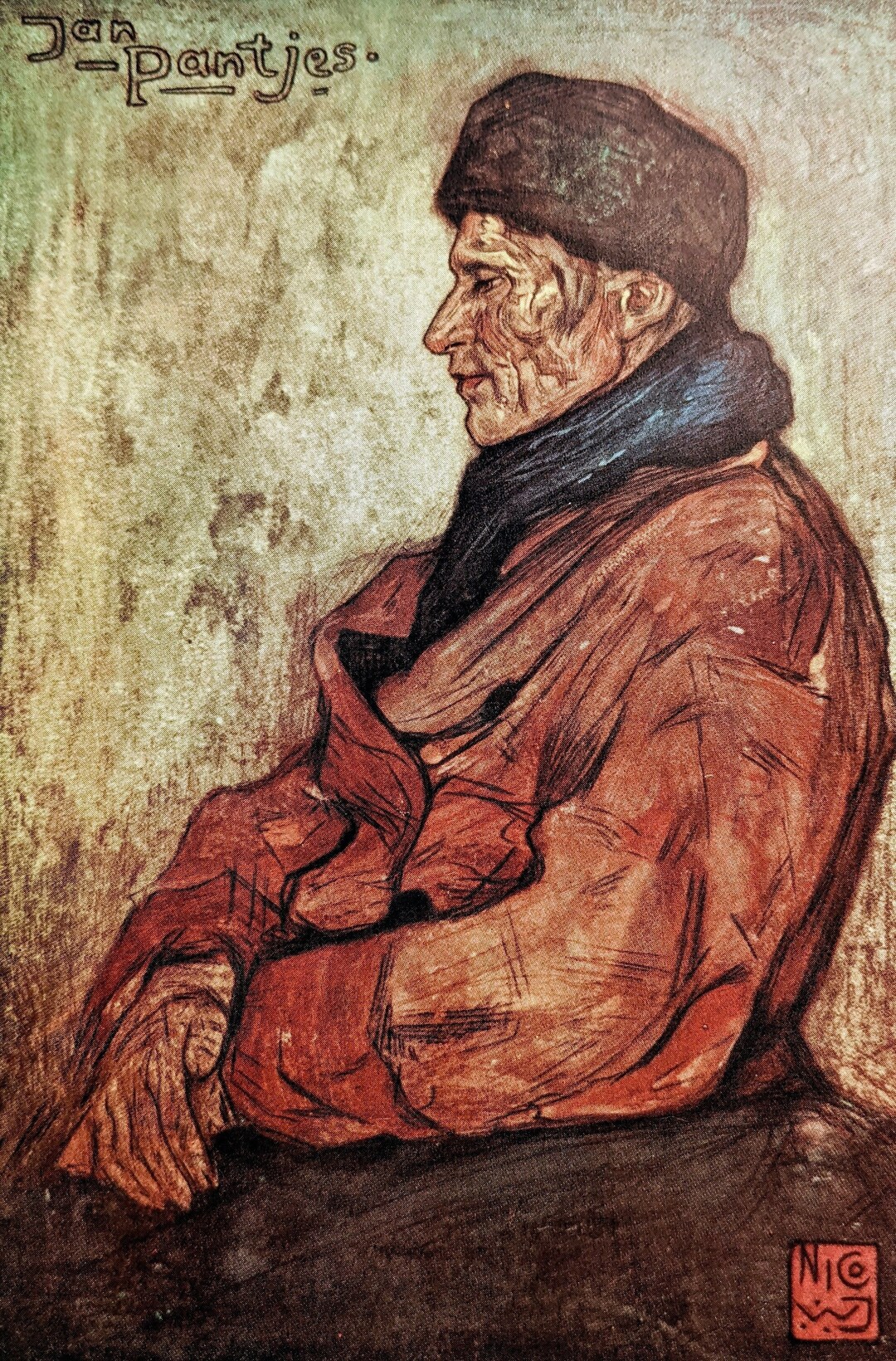 1904 an Old Fisherman Original 1904 Antique Print - Portrait of a Dutch ...
