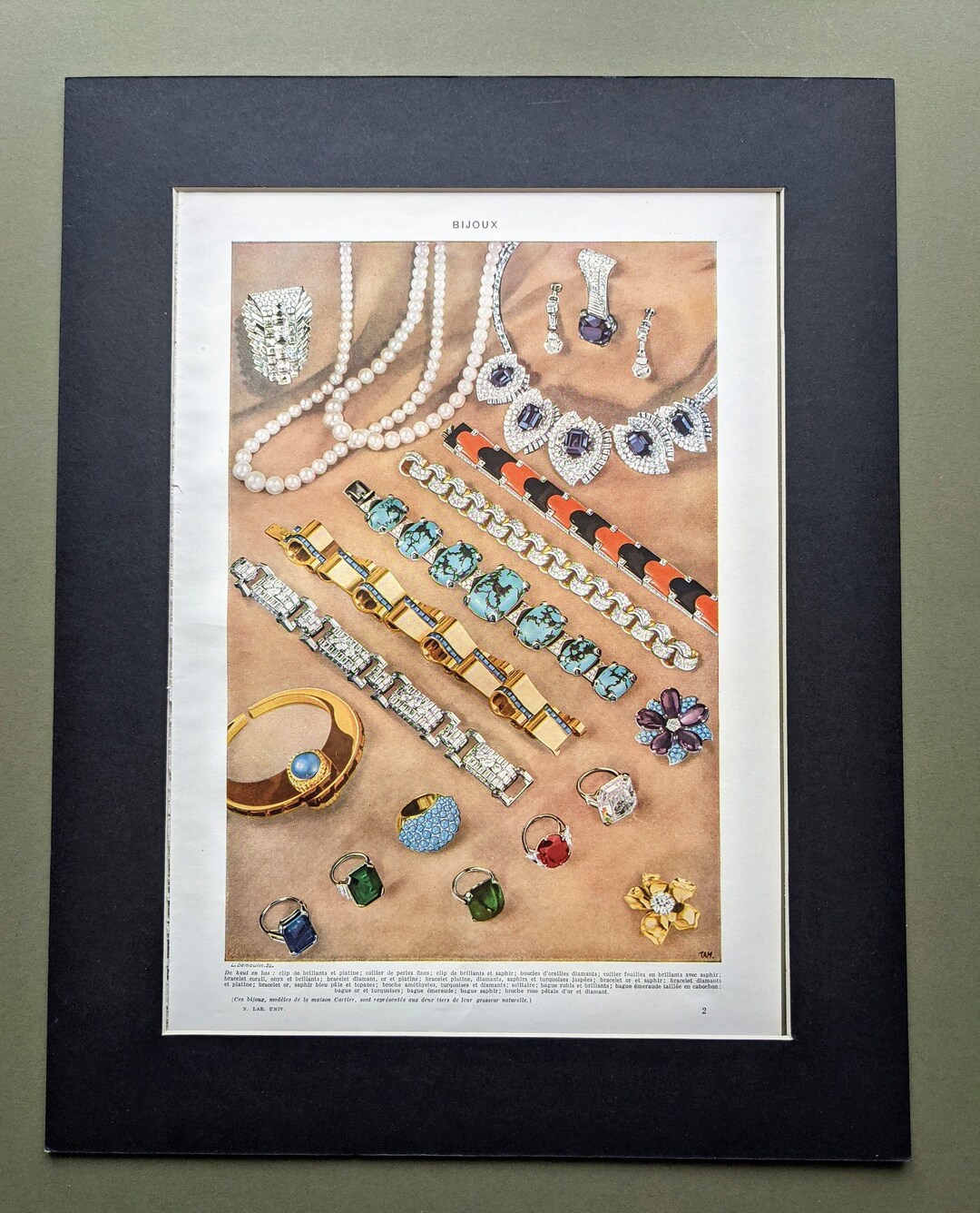 1948 Jewelry - Original Vintage Print - Mounted & Matted - Fashion ...