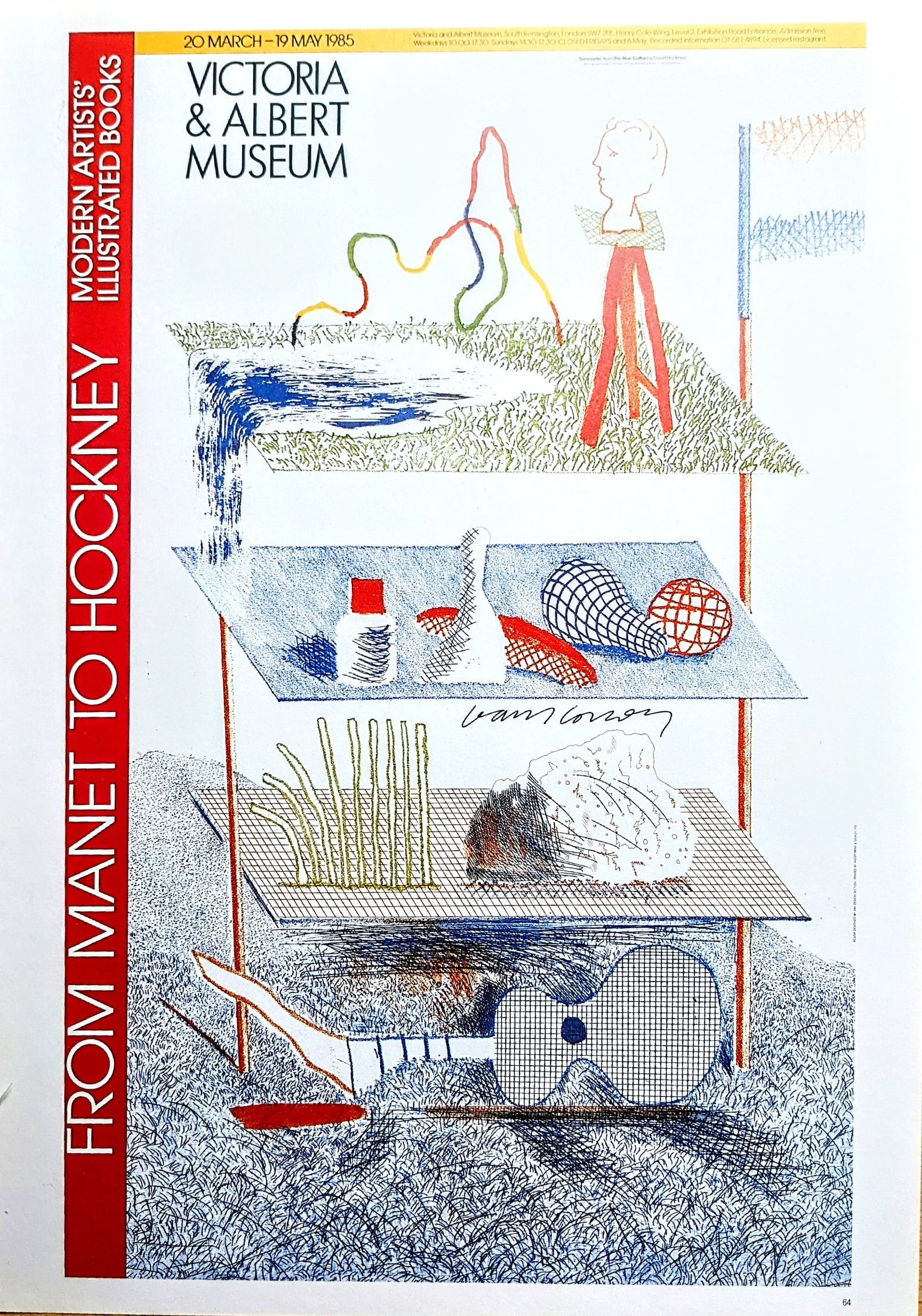 1987 David Hockney "serenade" the Blue Guitar Exhibition Poster From ...