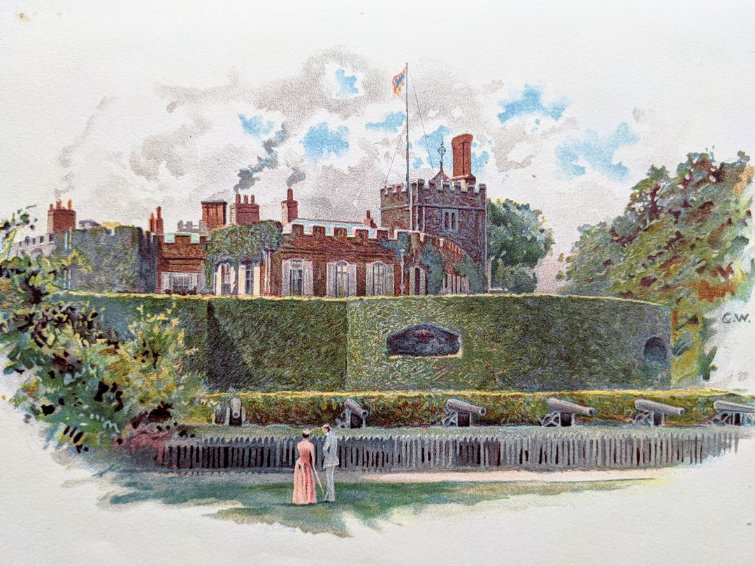 1910 Walmer Castle Original Antique Print - Gardens - English Royal ...